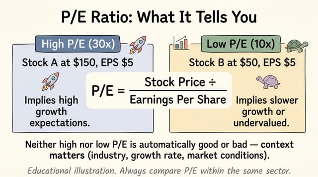 P/E Ratio Explained: High vs Low Examples | StockCram