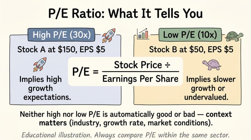 P/E Ratio Explained: High vs Low Examples | StockCram